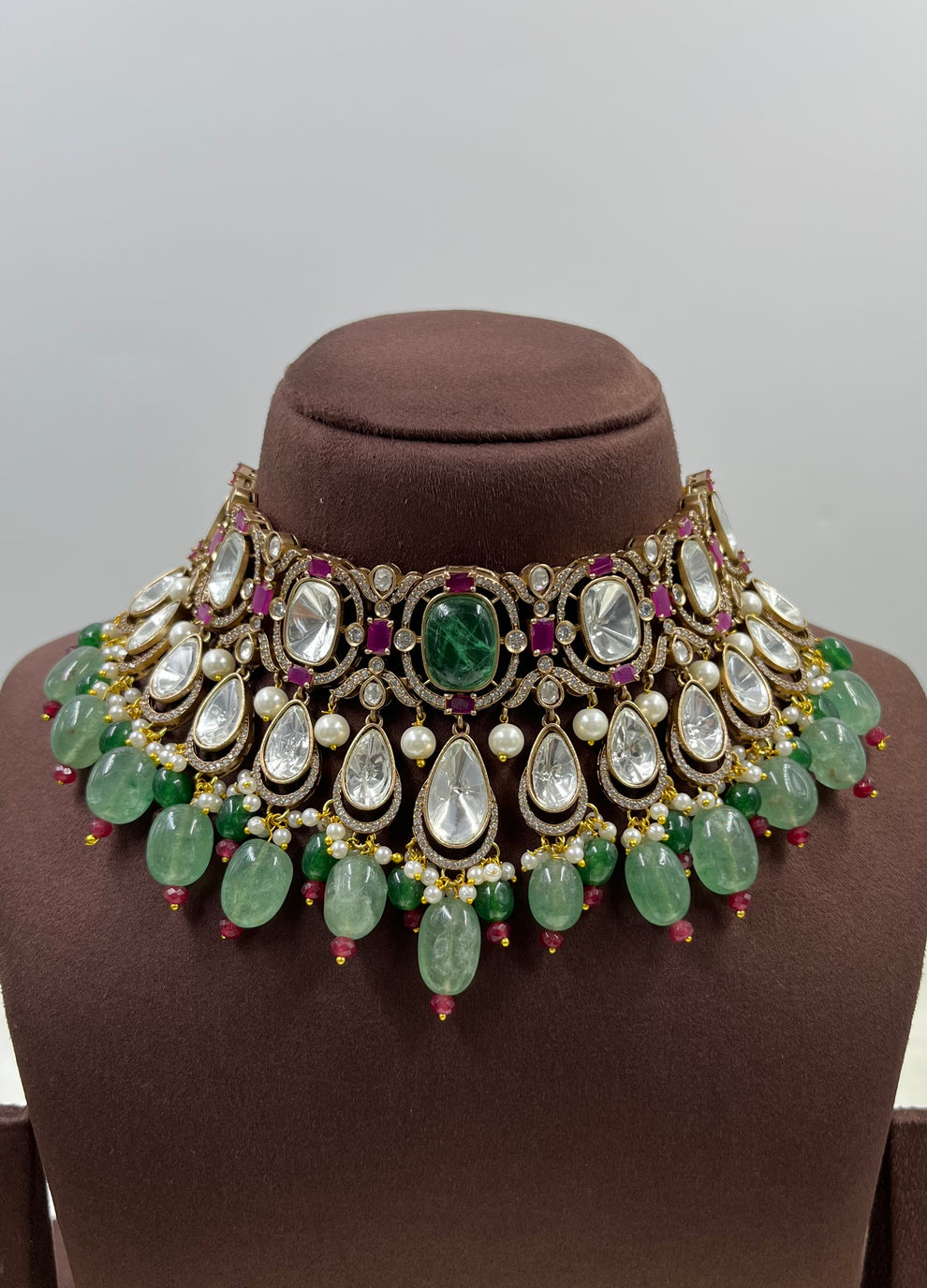 Brinda Jaipuri Moissanite Kundan Choker Necklace – Kaushalya Art Jewellery