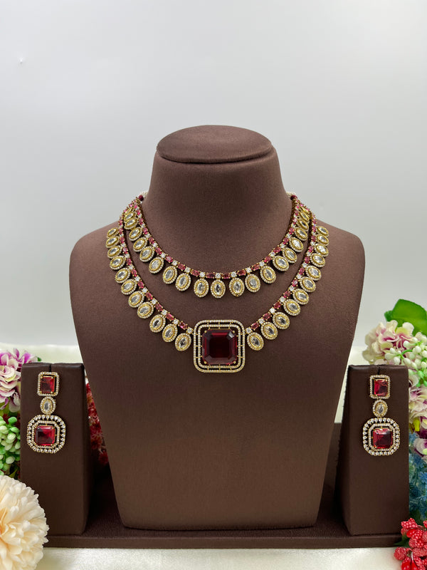 MINA VICTORIAN DOUBLE LAYERED NECKLACE SET – Kaushalya Art Jewellery