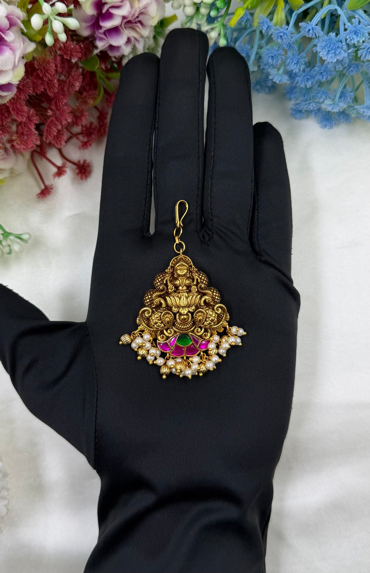 Vedanti South Indian Pachi Kundan Mang Tika – Kaushalya Art Jewellery