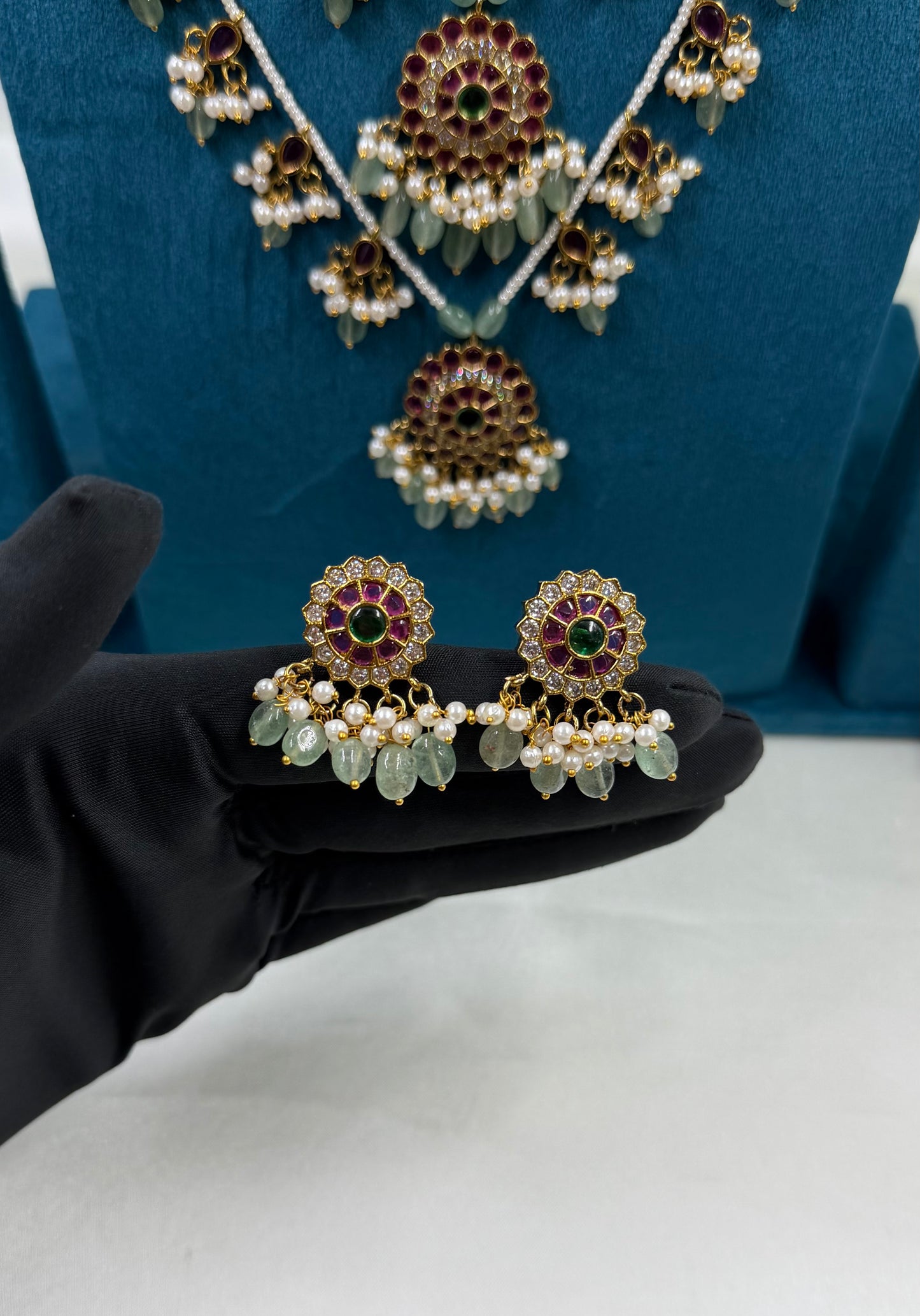 Nikita Traditional Three Layer Long Necklace Set – Kaushalya Art Jewellery