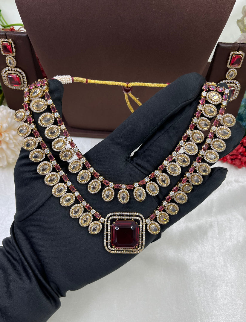 MINA VICTORIAN DOUBLE LAYERED NECKLACE SET – Kaushalya Art Jewellery