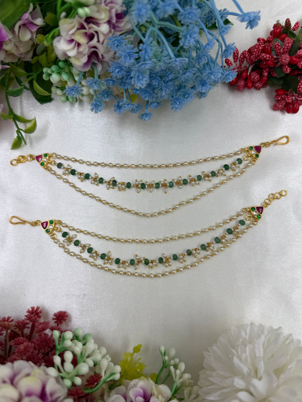 Rohini Pachi Kundan Earchain – Kaushalya Art Jewellery